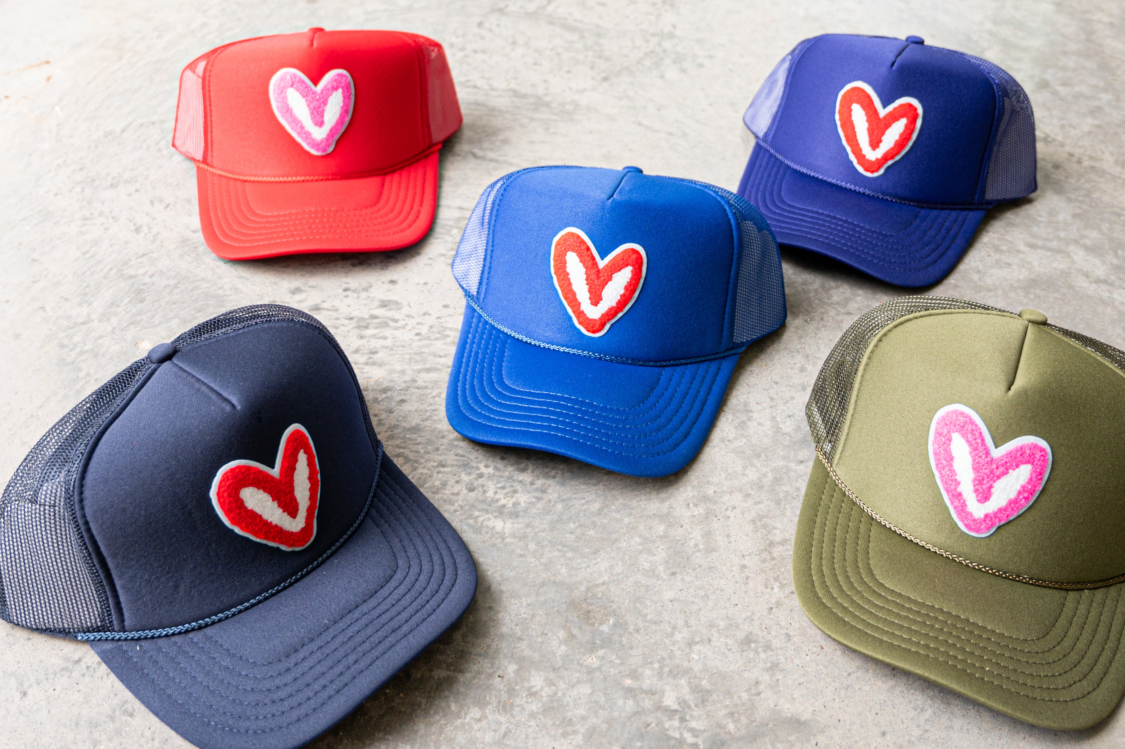 Imperfect Heart 'Patch' Trucker Hats -FUZZY PINK PATCH – House of Shan